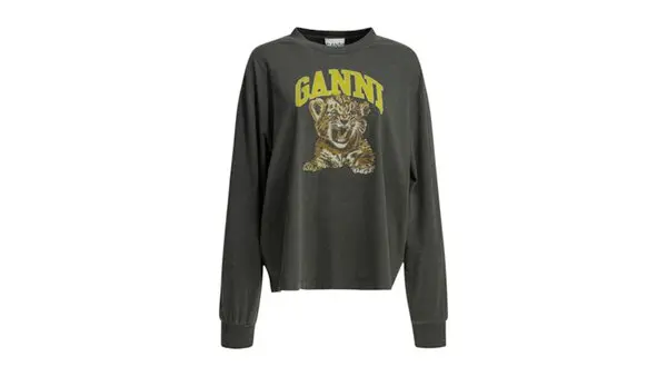 GANNI Tiger Crewneck Sweat-shirt T-shirt