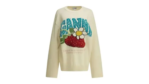 GANNI Strawberry Crewneck Sweatshirt Sweater