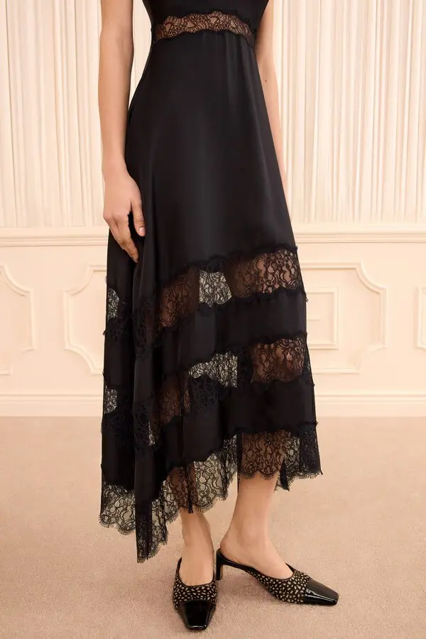 Ulla Johnson Sleeveless Silk Lace Midi Dress - Noir