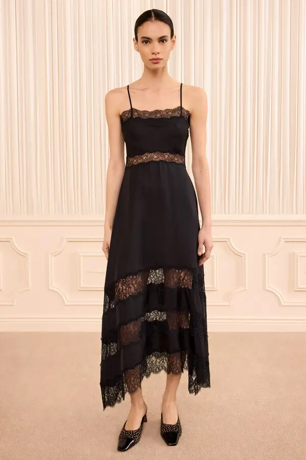 Ulla Johnson Sleeveless Silk Lace Midi Dress - Noir