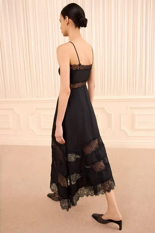 Ulla Johnson Sleeveless Silk Lace Midi Dress - Noir