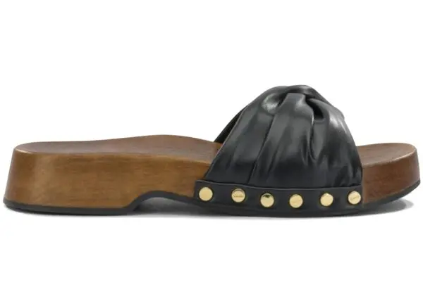 GANNI Leather Gathered Slides