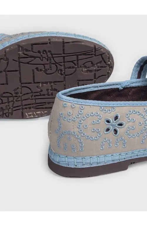 FLABELUS Claire Roller Rabbit Eyelet-embroidered Mary Jane Flat