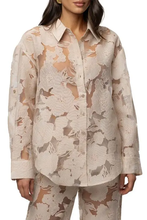 JLUXLABEL Organza Floral Blouse - Beige