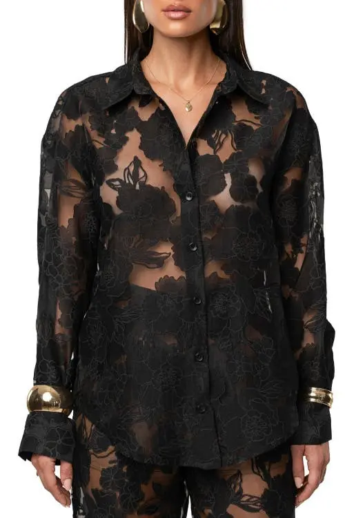 JLUXLABEL Organza Floral Blouse
