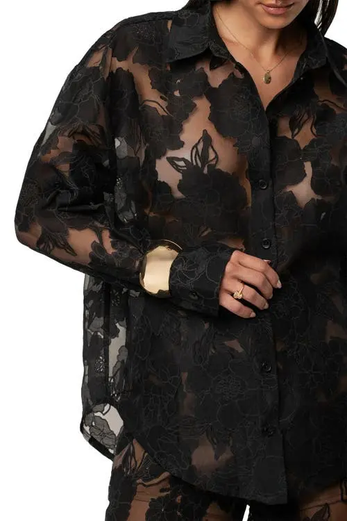 JLUXLABEL Organza Floral Blouse