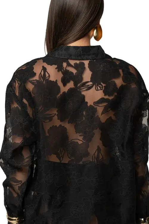 JLUXLABEL Organza Floral Blouse