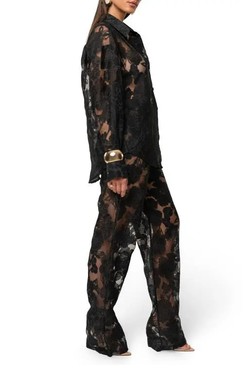 JLUXLABEL Organza Floral Blouse