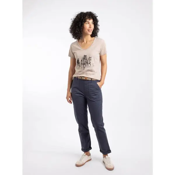 WEIRD FISH Malorri Cotton Chino Trousers - Navy