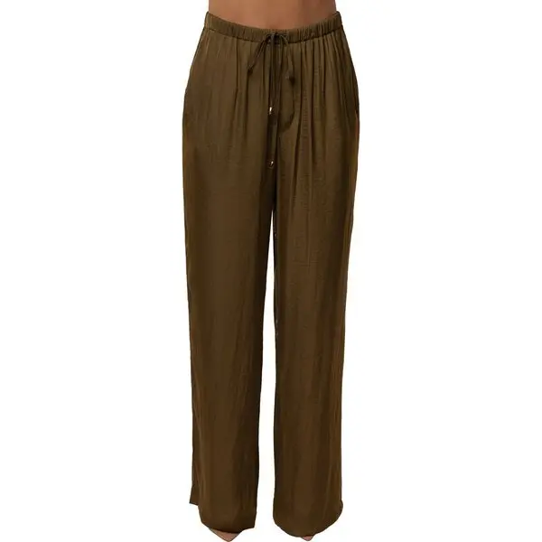 JLUXLABEL High-waisted Crinkled Satin Drawstring Trousers