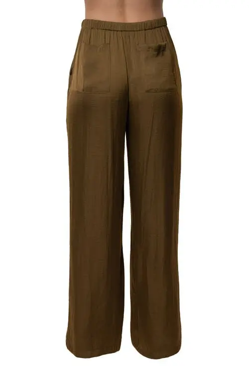 JLUXLABEL High-waisted Crinkled Satin Drawstring Trousers