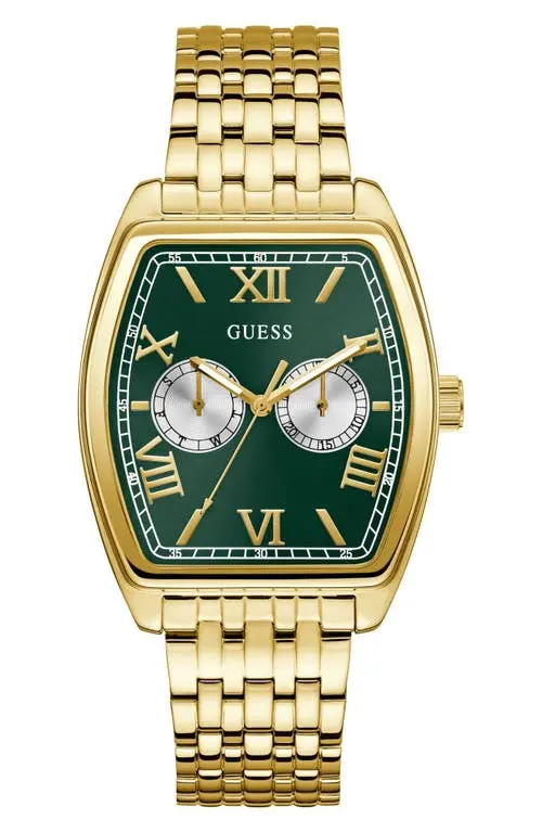 Guess Multifunction Tonneau Bracelet Watch - Gold Tone