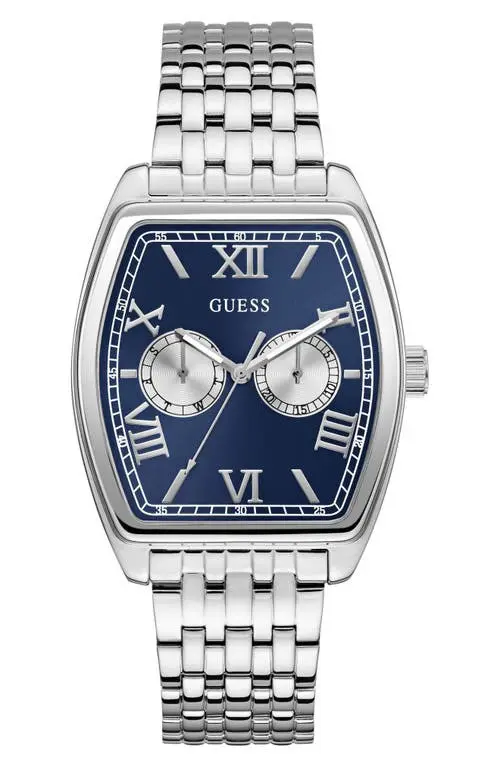 Guess Multifunction Tonneau Bracelet Watch - Silver Tone