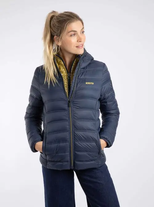 WEIRD FISH Eshka Lightweight Padded Jacket - Navy Blue
