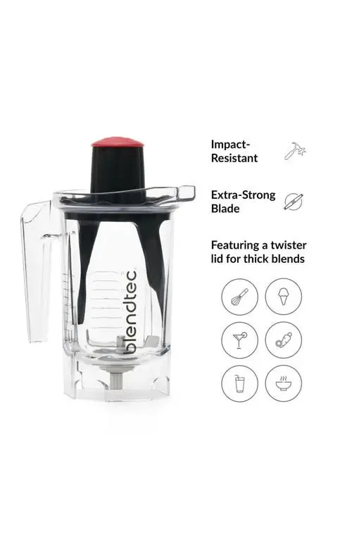 BLENDTEC Twister Jar Professional Grade Blender Jar With Spatula And Mini Gripper Lid