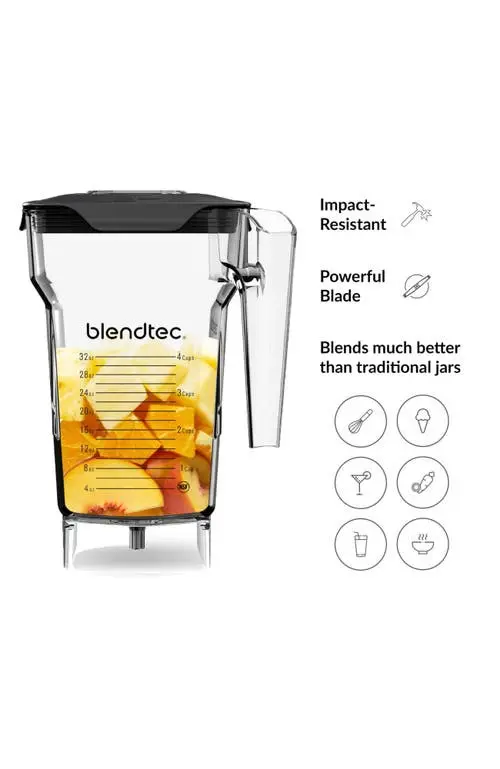 BLENDTEC Fourside Jar Four Sided, Professional-grade Blender Jar, Vented Latching Lid