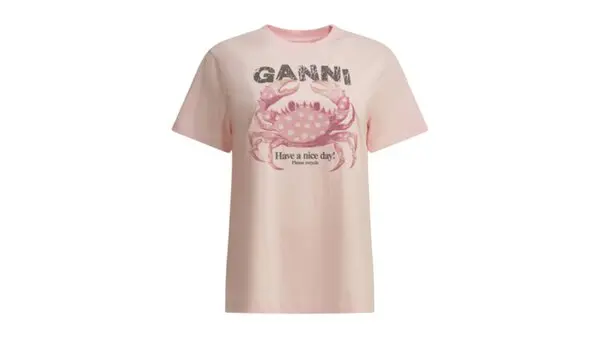 GANNI Crab Crewneck Sweat-shirt T-shirt - Pink