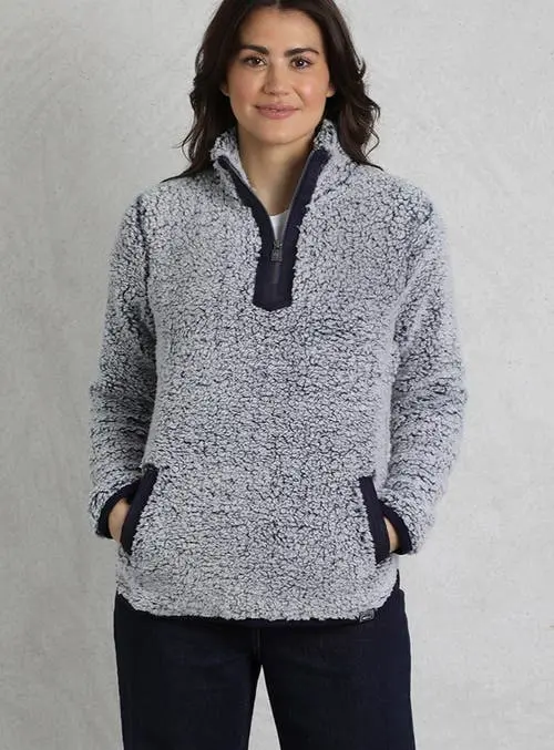 WEIRD FISH Madi Cozy 1/4 Zip Fleece Sweatshirt - Navy