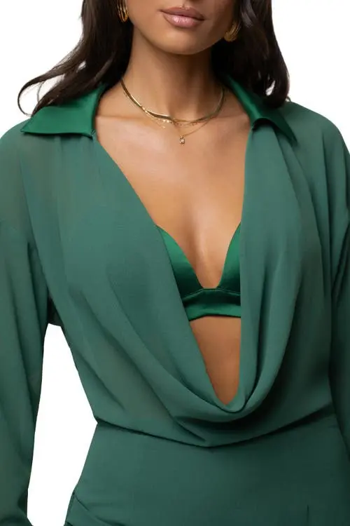 JLUXLABEL Mini Dress With Plunge Neckline And Draped Overlay