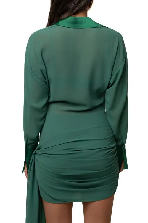 JLUXLABEL Mini Dress With Plunge Neckline And Draped Overlay