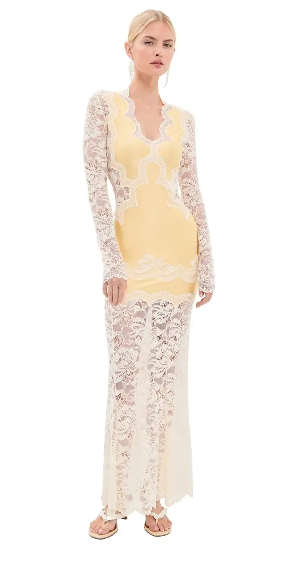 Rabanne Lace And Jersey Gown