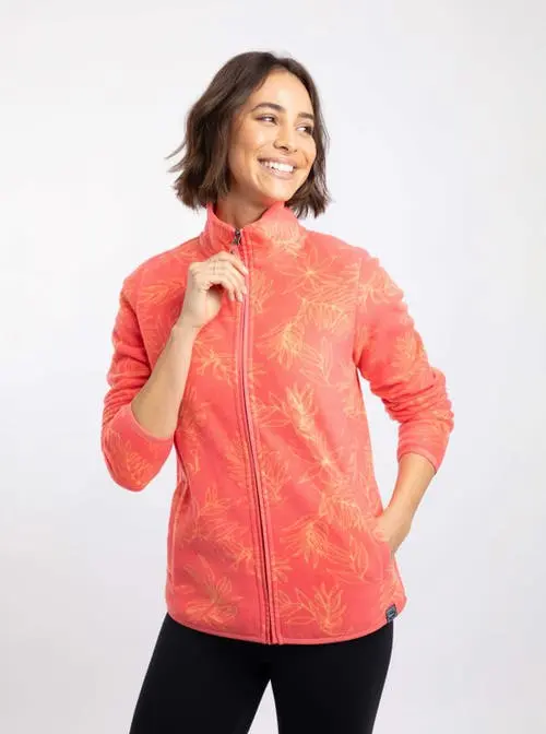 WEIRD FISH Rochelle Full Zip Printed Microfleece Jacket - Flamingo