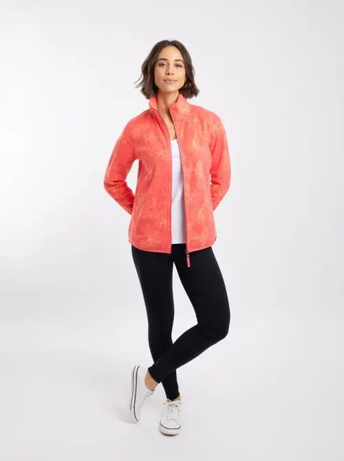 WEIRD FISH Rochelle Full Zip Printed Microfleece Jacket - Flamingo
