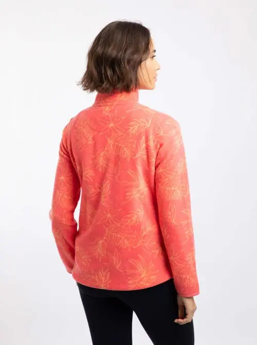 WEIRD FISH Rochelle Full Zip Printed Microfleece Jacket - Flamingo