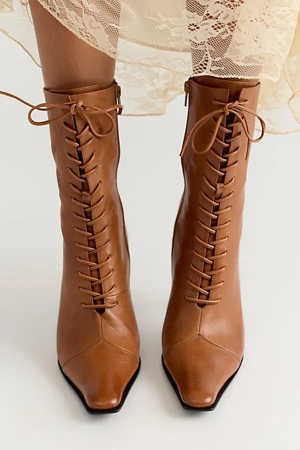 Jeffrey Campbell Sweet Talker Lace-up Boots - Natural Brushed