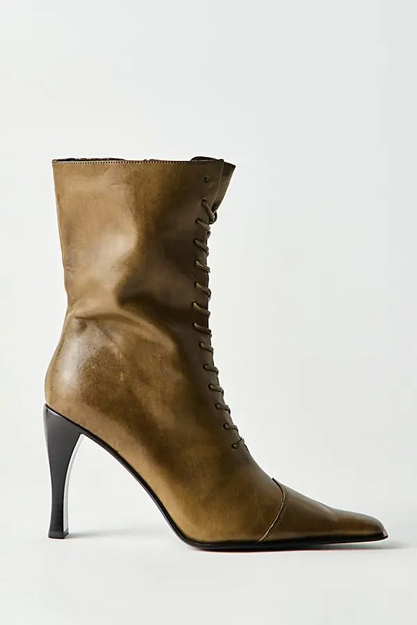 Jeffrey Campbell Sweet Talker Lace-up Boots - Olive Brushed
