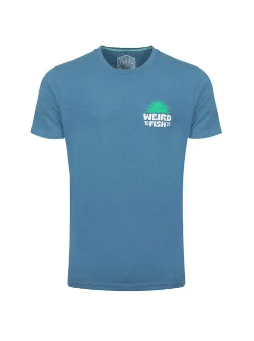 WEIRD FISH Sun Beam Back Print Graphic T-shirt - Washed Blue