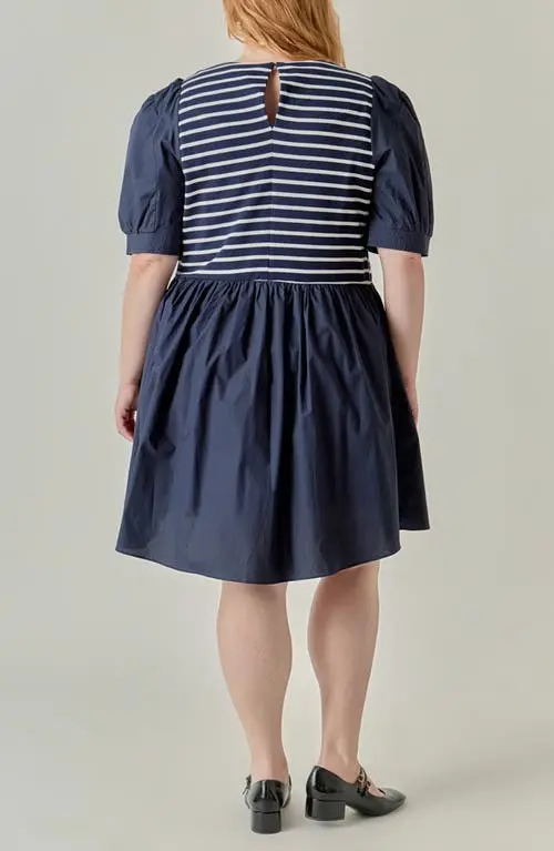 English Factory Striped High-low Knit Combo Dress