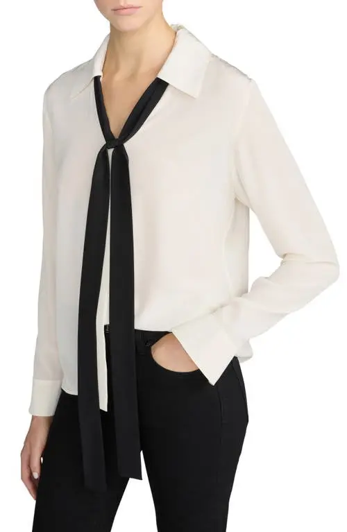 FRAME Contrast Tie Silk Shirt