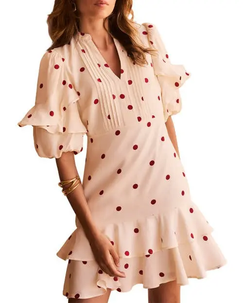 Mint Velvet Polka Dot Ruffled Mini Dress