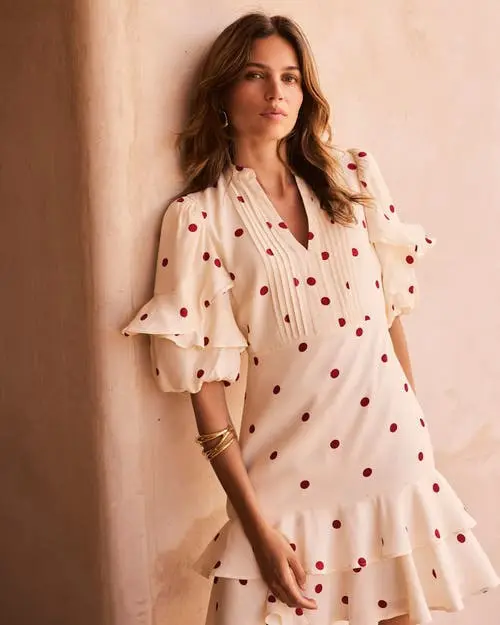 Mint Velvet Polka Dot Ruffled Mini Dress