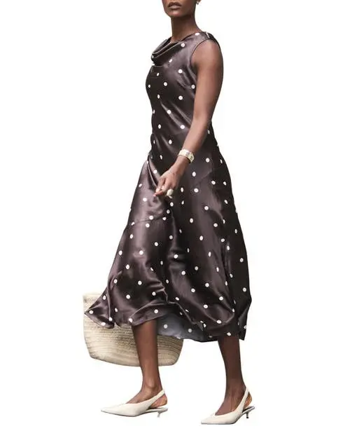 Mint Velvet Polka Dot Cowl Neck Midi Dress