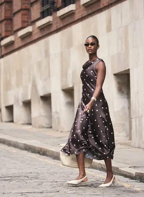 Mint Velvet Polka Dot Cowl Neck Midi Dress