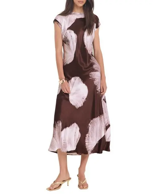 Mint Velvet Satin Abstract Print Midi Dress