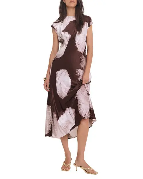 Mint Velvet Satin Abstract Print Midi Dress