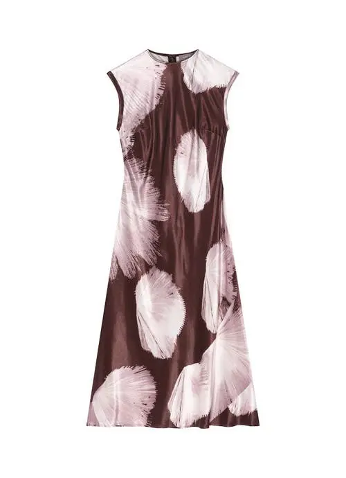Mint Velvet Satin Abstract Print Midi Dress