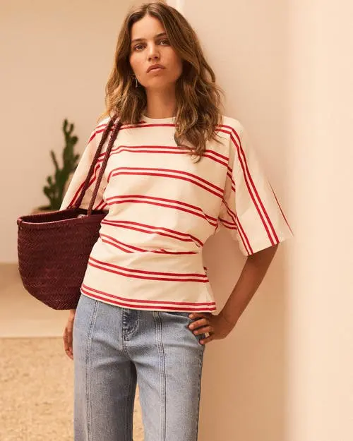 Mint Velvet Striped Batwing T-shirt