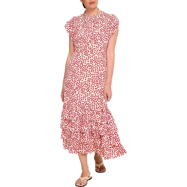 Mint Velvet Polka Dot Ruffle Midi Dress