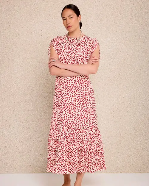 Mint Velvet Polka Dot Ruffle Midi Dress