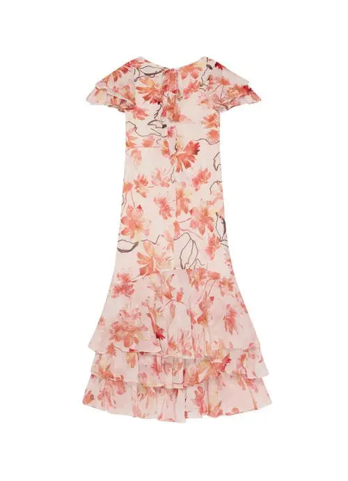 Mint Velvet Floral Ruffled Midi Dress