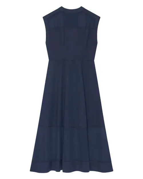 Mint Velvet Sleeveless Zip Front Sheer Panel Midi Dress