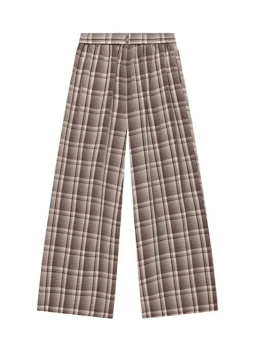 Mint Velvet Check Wide-leg Trousers With Tie Waist