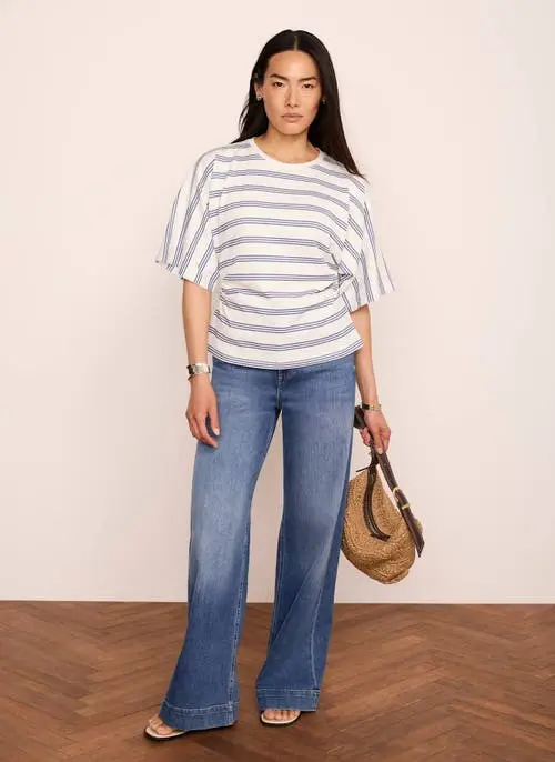 Mint Velvet Cotton Stripe Batwing T-shirt
