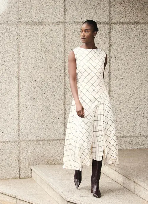 Mint Velvet Sleeveless Checked Midi Dress