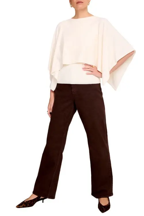 Mint Velvet Layered Poncho Knit Top - Cream