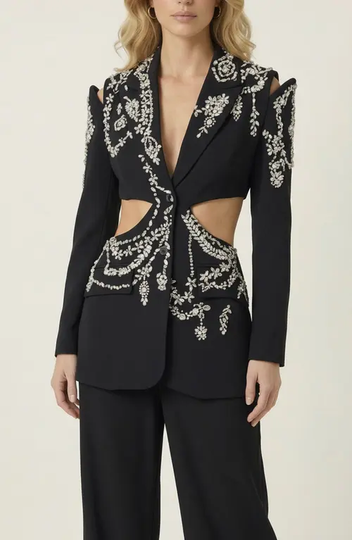 MODENAIRE Embellished Cutout Blazer